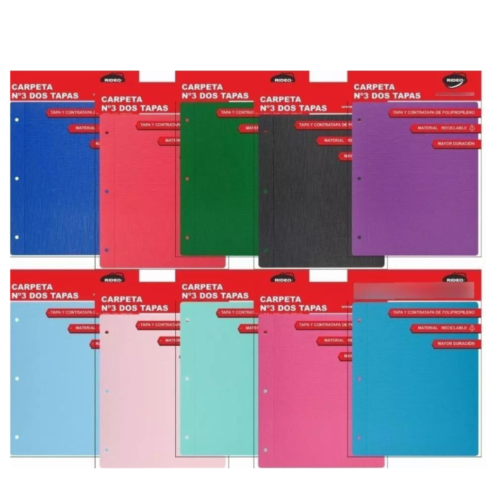 CARPETA ESCOLAR TAPAS N 3 PLASTICA ENTELADA RIDEO AQUA - SAN JORGE